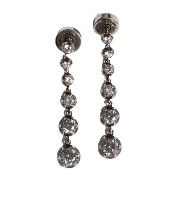 Miu Miu Metal Pendant Earrings With Crystals