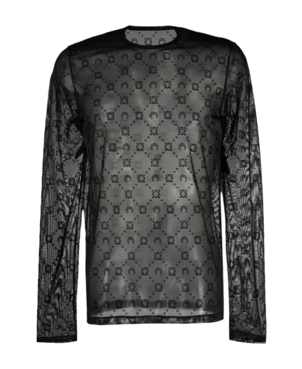 MARINE SERRE Moonogram-pattern Long-sleeve T-shirt