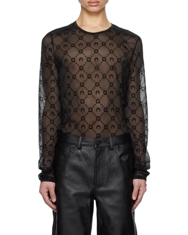 MARINE SERRE Moonogram-pattern Long-sleeve T-shirt