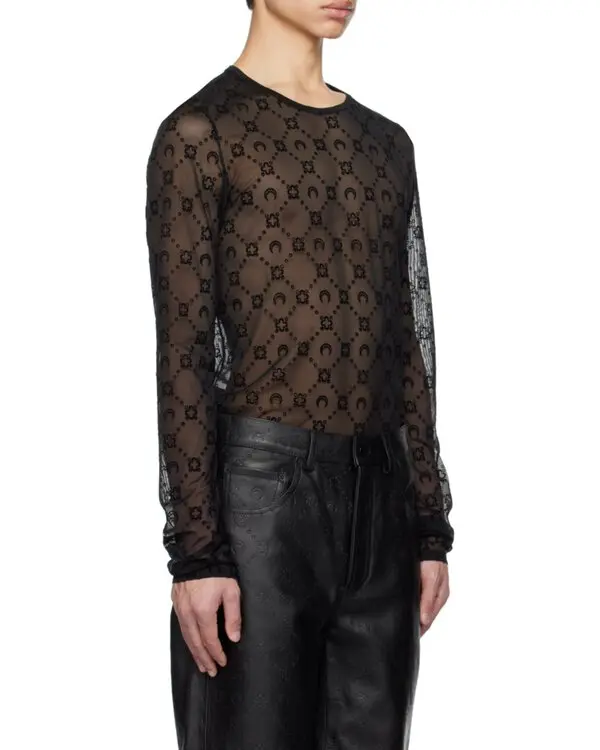 MARINE SERRE Moonogram-pattern Long-sleeve T-shirt