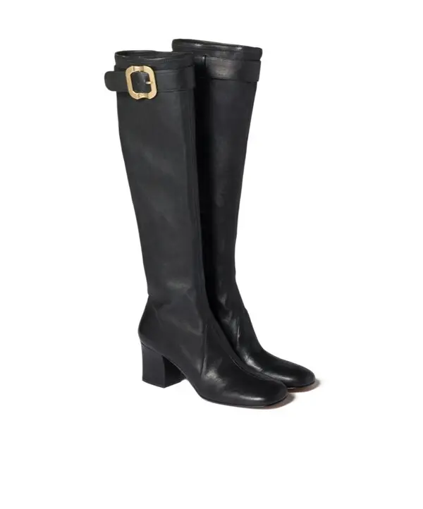 Miu Miu Block Heel Knee-high Boots With Buckle Detail