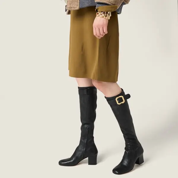 Miu Miu Block Heel Knee-high Boots With Buckle Detail