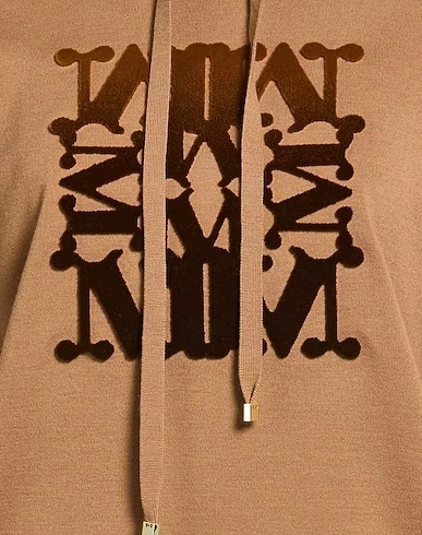 Max Mara Wool Hooded Knit Sweater With Flocked Logo