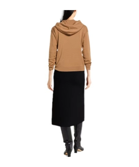 Max Mara Wool Hooded Knit Sweater With Flocked Logo