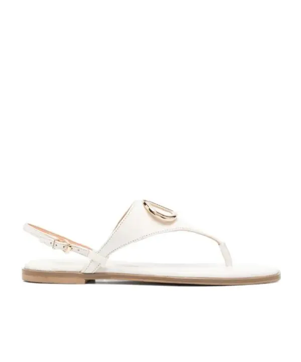TWINSET Logo-plaque Thong-strap Leather Sandals