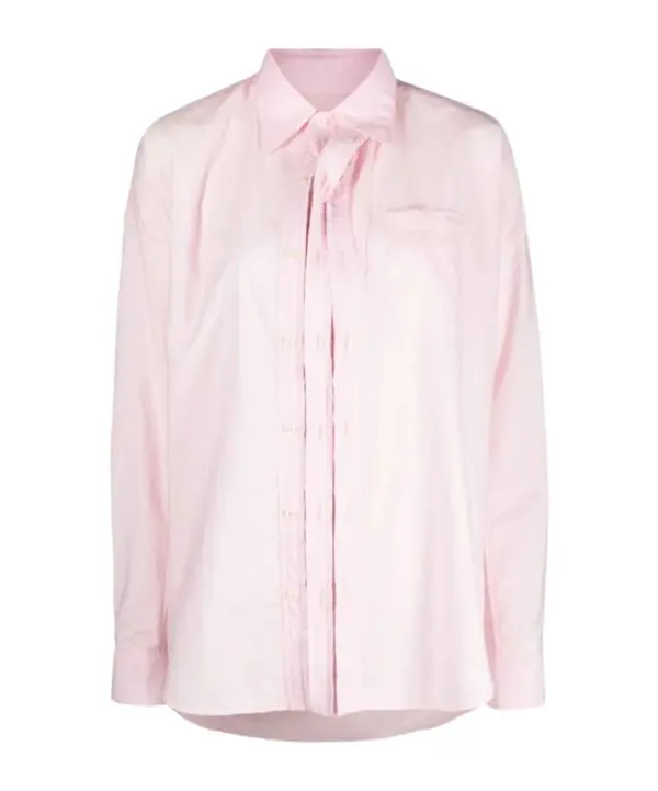 Y/project Asymmetrical Cotton-blend Shirt With Logo Embroidery