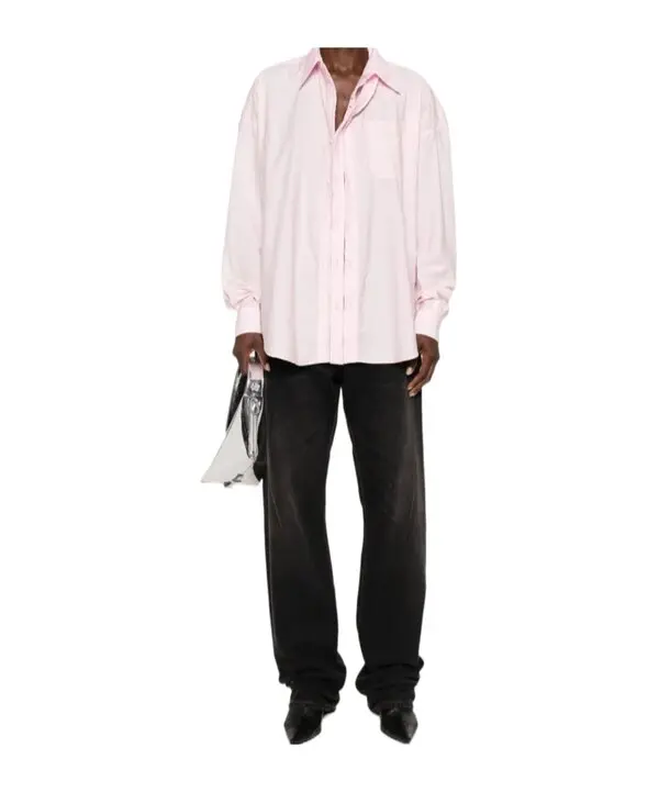 Y/project Asymmetrical Cotton-blend Shirt With Logo Embroidery
