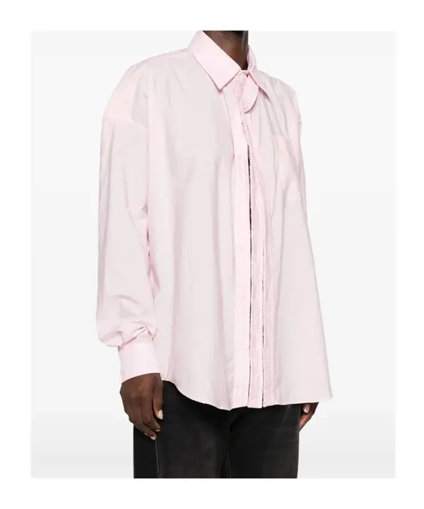 Y/project Asymmetrical Cotton-blend Shirt With Logo Embroidery