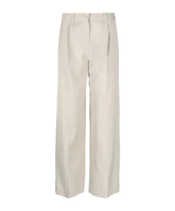 LOW CLASSIC High-waisted Pleated Wide-leg Trousers
