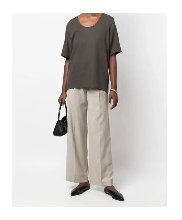 LOW CLASSIC High-waisted Pleated Wide-leg Trousers