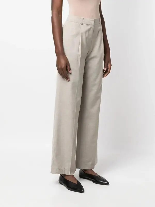 LOW CLASSIC High-waisted Pleated Wide-leg Trousers