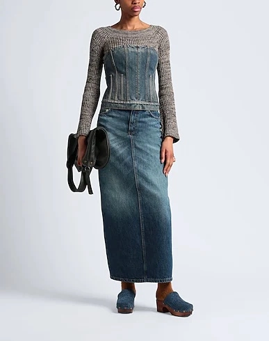Chloé Denim Patchwork Wooden Sole Clogs