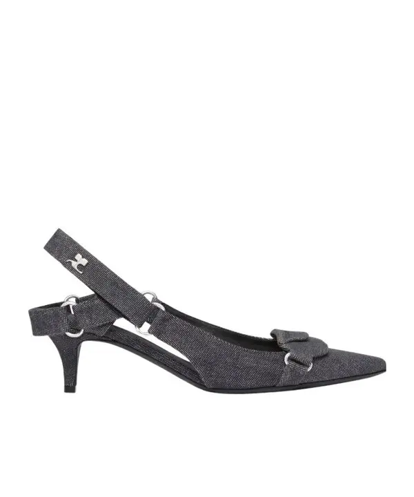 COURREGES Slingback Pumps With Logo Detail - Black