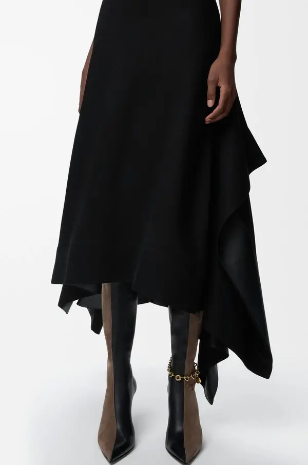 Loewe Midi Dress In Stretch Viscose With Paneled Sides