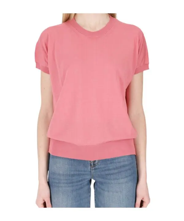 SEMICOUTURE Crew Neck Short Sleeve Sweater - Pink