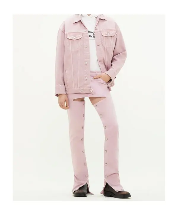 COURREGES Notched Lapel Cotton Denim Jacket