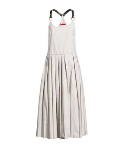 MAXCO. Pleated Midi Dress With Leather Trims