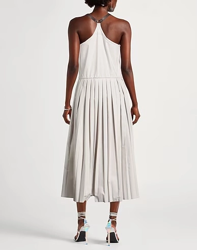 MAXCO. Pleated Midi Dress With Leather Trims