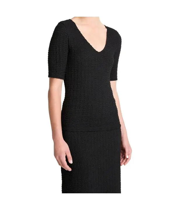 Vince Short Sleeved V-neck T-shirt - Black