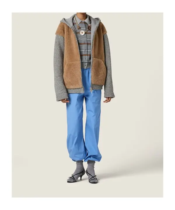 Miu Miu Wool, Cashmere, And Shearling Zipper Blouson Jacket