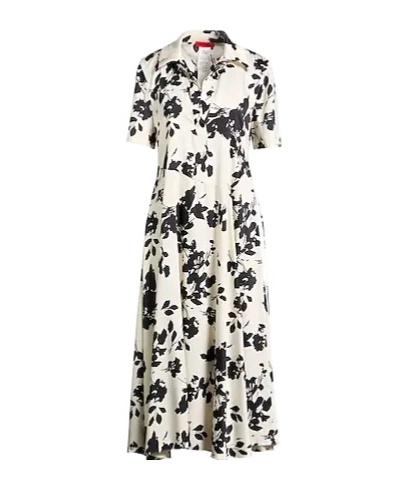 MAXCO. Max&co. Satin Floral Print Midi Shirt Dress