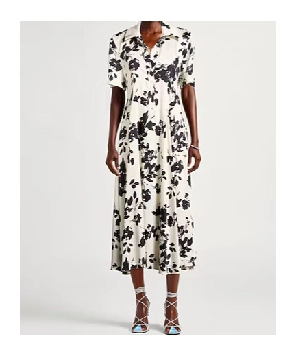 MAXCO. Max&co. Satin Floral Print Midi Shirt Dress