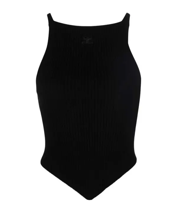 COURREGES Mesh Tips Ribbed-knitted Tank Top