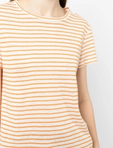FRAME Striped Organic-linen T-shirt