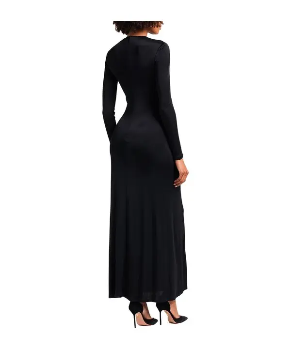 Tory Burch Long Sleeve V-neck Maxi Dress With Embellishment