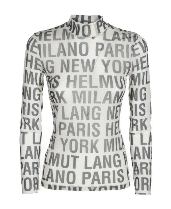 Helmut Lang All-over Logo Print High Neck Top