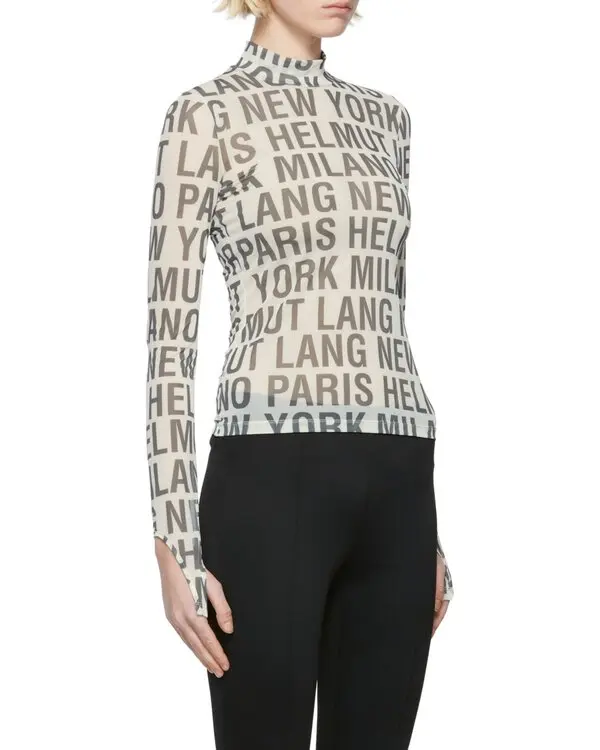 Helmut Lang All-over Logo Print High Neck Top