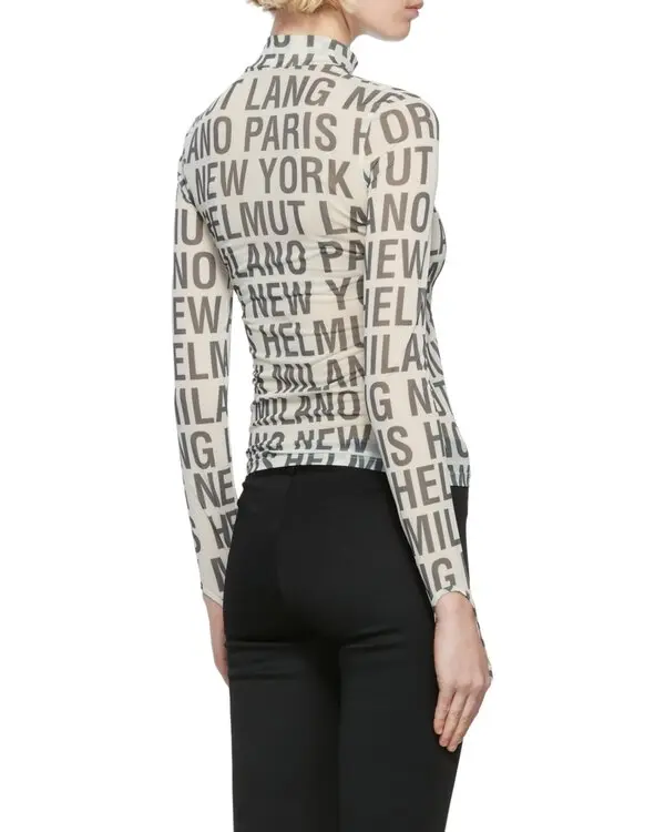 Helmut Lang All-over Logo Print High Neck Top