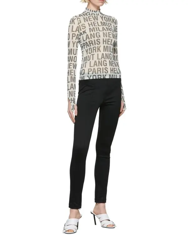 Helmut Lang All-over Logo Print High Neck Top