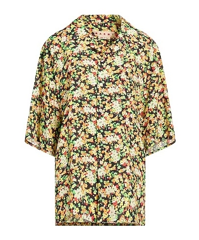 Marni Floral Print Satin Shirt - Nude