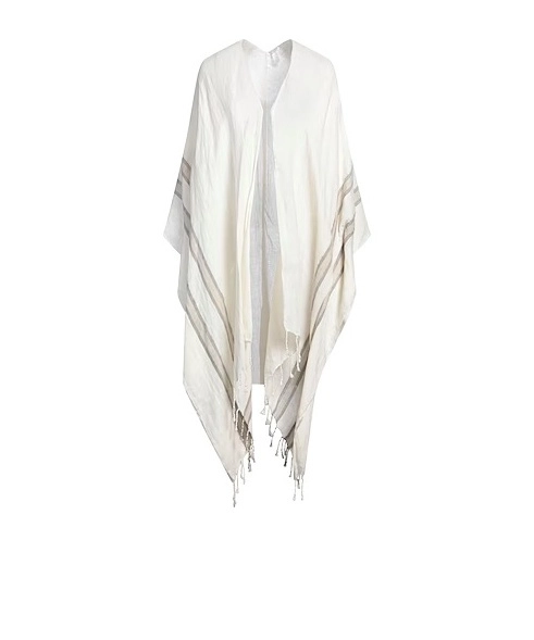 Brunello Cucinelli Two-tone Metallic Linen Shawl - White