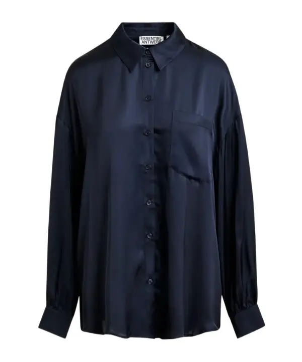 Essentiel Antwerp Judith Ruffled Cuff Shirt - Navy Blue