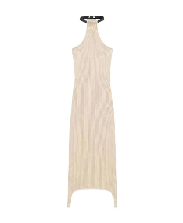 COURREGES Ribbed-knit Halterneck Dress With Logo Detail