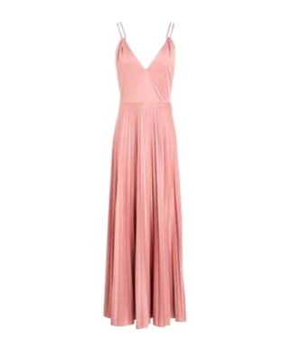 MAXCO. Pleated V-neck Sleeveless Maxi Dress