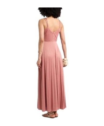 MAXCO. Pleated V-neck Sleeveless Maxi Dress