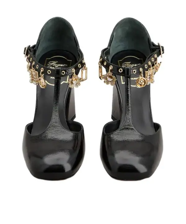 ROGER VIVIER 85mm Leather Heeled Pumps With Metal Charms And Crystal Details