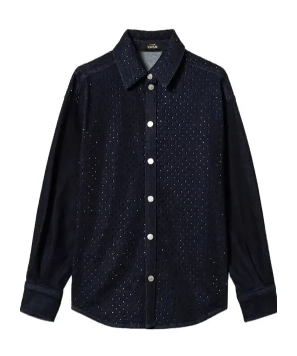TWINSET Rhinestone-embellished Denim Shirt