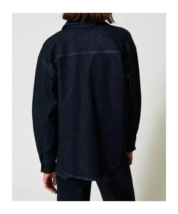 TWINSET Rhinestone-embellished Denim Shirt