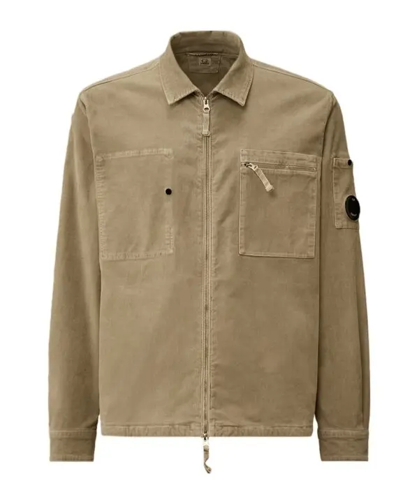 C.P. COMPANY Corduroy Lens Zipped Overshirt - Brown