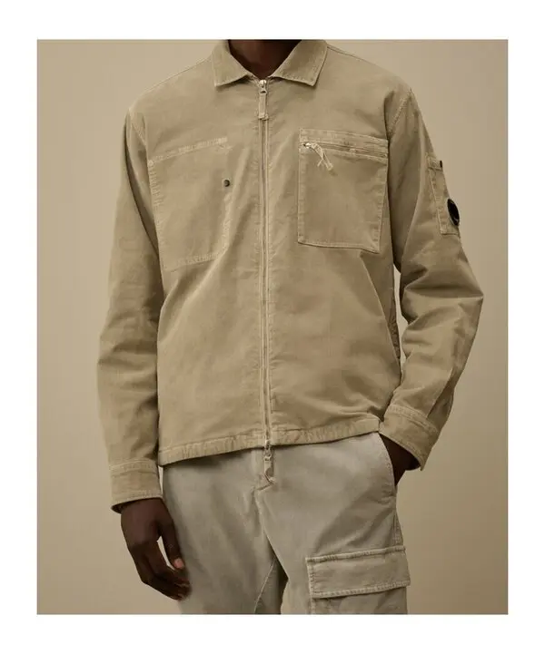 C.P. COMPANY Corduroy Lens Zipped Overshirt - Brown