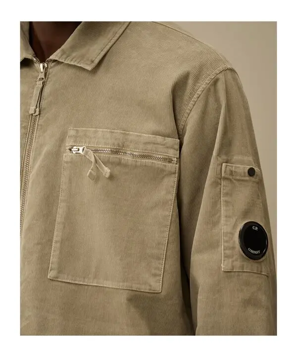 C.P. COMPANY Corduroy Lens Zipped Overshirt - Brown