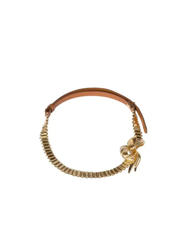 Miu Miu Metal And Leather Necklace - Yellow