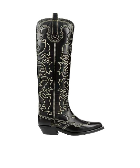 GANNI Classic Solid Color Denim Boots