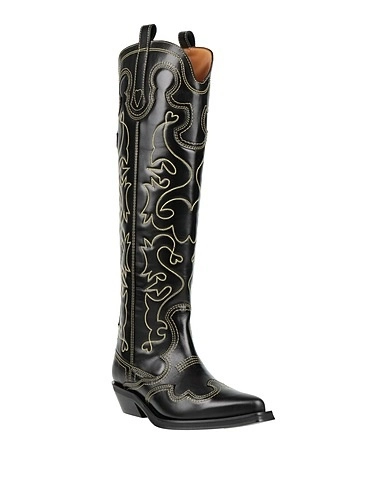 GANNI Classic Solid Color Denim Boots