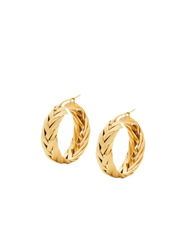 Loewe Braided Hoop Earrings In Sterling Silver