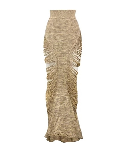Rick Owens Metallic Knit Asymmetrical Skirt